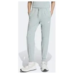 Sporthose Adidas SPORTSWEAR "ESSENTIALS 3-STREIFEN", Damen, Gr. M, N-Gr, wonder sage, wei&szlig;, normal, gr., Obermaterial: 93% Baumwolle, 7% Elasthan, Hosen Sporthose, L&auml;ssig geschnitten, hoher Bund, schmal zulaufende Beinform