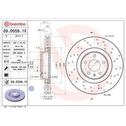 Brembo Bremsscheibe 09d0591x 338mm 30mm f&uuml;r AUDI (FAW)