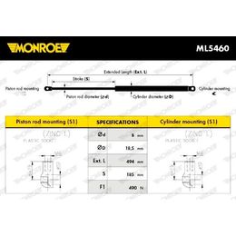 Monroe Gasfeder, Koffer-/Laderaum 11356523 f&uuml;r Audi