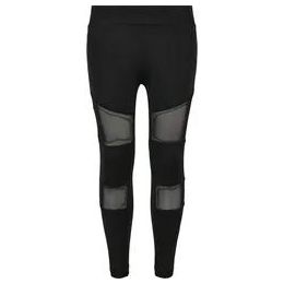 Leggings Urban Classics "Urban Classics Damen Girls Tech Mesh Leggings", M&auml;dchen, Gr. 158/164, Normalgr&ouml;&szlig;en, schwarz, 80% Polyamid, 20% Elasthan, unifarben, skinny fit, Hosen Leggings