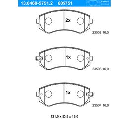 ATE Bremsbelagsatz, Scheibenbremse 13046057512 f&uuml;r NISSAN