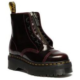Schn&uuml;rboots Dr. Martens "Sinclair Gemilltes Nappaleder Plateaustiefel", Damen, Gr. 39, dunkelrot, Lackleder, Schuhe Schn&uuml;rboots, Plateauboots, Chunky Boot mit Front-Rei&szlig;verschluss