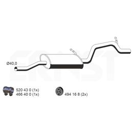 Ernst Endschalld&auml;mpfer 055161 f&uuml;r Opel GM