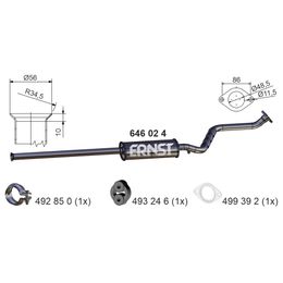 Ernst Mittelschalld&auml;mpfer 646024 f&uuml;r HYUNDAI