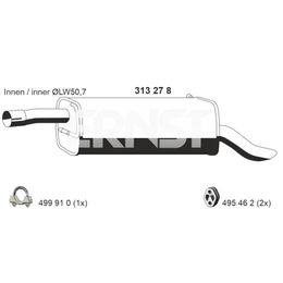 Ernst Endschalld&auml;mpfer 313278 hinten f&uuml;r Ford