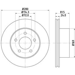 Hella Bremsscheibe 8dd355108591 280mm 24mm f&uuml;r JEEP (BJC)