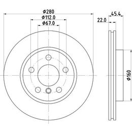 Hella Bremsscheibe 8dd355123481 280mm 22mm f&uuml;r BMW MINI