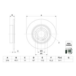 Bosch Bremsscheibe 0986479h60 voll 276mm 11mm f&uuml;r Mercedes