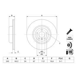 Bosch Bremsscheibe 0986479j71 bel&uuml;ftet 345mm 24mm f&uuml;r BMW