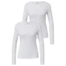 Langarmshirt s.Oliver, Damen, Gr. 42, 2x wei&szlig;, Single Jersey, Obermaterial: 100% Baumwolle, unifarben, tailliert h&uuml;ftbedeckend, Rundhals, Shirts Langarmshirt, mit Rundhalsausschnitt, 2er Pack