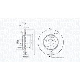 MAGNETI MARELLI Bremsscheibe 360406007501 Innenbel&uuml;ftet-Bel&uuml;ftung mit tropfenf&ouml;rmigen Fl&uuml;geln 288mm 25mm f&uuml;r MERCEDES-BENZ