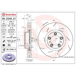 Brembo Bremsscheibe 09c54921 Geschlitzt 360mm 36mm f&uuml;r PORSCHE