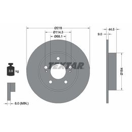 TEXTAR Bremsscheibe 92113103 278mm 9mm f&uuml;r SAMSUNG NISSAN