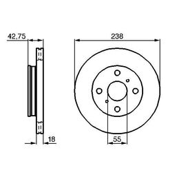 Bosch Bremsscheibe 0986478438 bel&uuml;ftet 238mm 18mm f&uuml;r TOYOTA