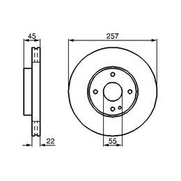 Bosch Bremsscheibe 0986478638 bel&uuml;ftet 257mm 22mm f&uuml;r MAZDA