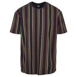 T-Shirt Urban Classics "Urban Classics Herren Printed Oversized Retro Stripe Tee", Damen, Gr. XL, midnightnavy, burnedrot, 100% Baumwolle, gestreift, oversize, Rundhals, Shirts T-Shirt