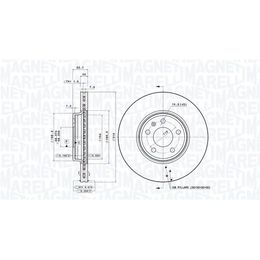 MAGNETI MARELLI Bremsscheibe 360406081401 Innenbel&uuml;ftet-Bel&uuml;ftung mit tropfenf&ouml;rmigen Fl&uuml;geln 314mm 25mm f&uuml;r AUDI AUDI (FAW)