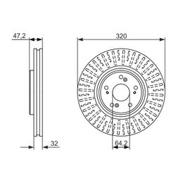 Bosch Bremsscheibe 0986479741 bel&uuml;ftet 320mm 32mm f&uuml;r HONDA