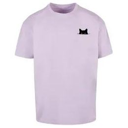 T-Shirt Merchcode "Merchcode Halloween - Cat Tee", Damen, Gr. XL, lila, 100% Baumwolle, bedruckt, oversize, Rundhals, Shirts T-Shirt