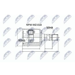 NTY Gelenksatz, Antriebswelle npwmz018 Vorderachse links f&uuml;r MAZDA
