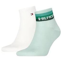 Kurzsocken Tommy Hilfiger "TH MEN QUARTER 2P SPORT TH LOGO", Herren, Gr. 43-46, fresh gr&uuml;n, Obermaterial: 65% Baumwolle, 34% Polyamid, 1% Elasthan, Socken