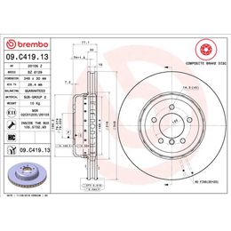 Brembo Bremsscheibe 09c41913 348mm 30mm f&uuml;r BMW (BRILLIANCE)