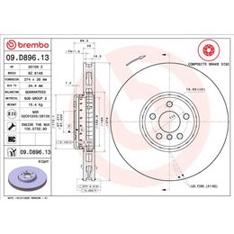 Brembo Bremsscheibe 09d89613 374mm 36mm f&uuml;r BMW (BRILLIANCE)
