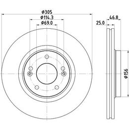 Hella Bremsscheibe 8dd355126541 305mm 25mm f&uuml;r KIA HYUNDAI