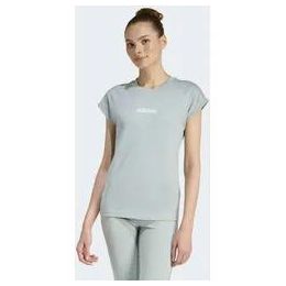 T-Shirt Adidas SPORTSWEAR "ESSENTIALS LINEAR COTTON", Damen, Gr. M, wonder sage, wei&szlig;, Obermaterial: 100% Baumwolle, normal, Rundhals, Shirts T-Shirt, sportlicher Stil, Kurzarm, ohne Verschluss, aus Baumwolle