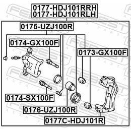 FEBEST Bremssattel 0177hdj101rrh Hinterachse rechts f&uuml;r TOYOTA