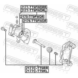 FEBEST Bremssattelhaltersatz 2177ctt9rr Hinterachse rechts f&uuml;r Ford