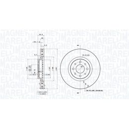 MAGNETI MARELLI Bremsscheibe 360406010401 Innenbel&uuml;ftet-Bel&uuml;ftung mit tropfenf&ouml;rmigen Fl&uuml;geln 281mm 26mm f&uuml;r LANCIA FIAT ALFA ROMEO