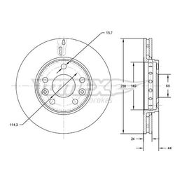 TOMEX BRAKES Bremsscheibe tx7261 Vorderachse bel&uuml;ftet 280mm 24mm f&uuml;r NISSAN RENAULT SAMSUNG DACIA