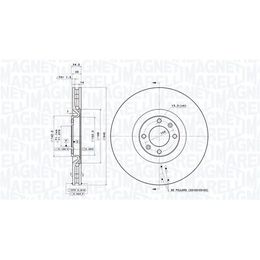 MAGNETI MARELLI Bremsscheibe 360406113901 Innenbel&uuml;ftet-Bel&uuml;ftung mit tropfenf&ouml;rmigen Fl&uuml;geln 340mm 30mm f&uuml;r DS CITRO&Euml;N