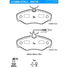 ATE Bremsbelagsatz, Scheibenbremse 13046027352 f&uuml;r RENAULT