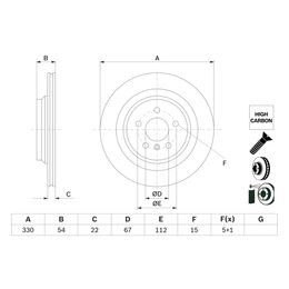 Bosch Bremsscheibe 0986479e97 bel&uuml;ftet 330mm 22mm f&uuml;r Mercedes