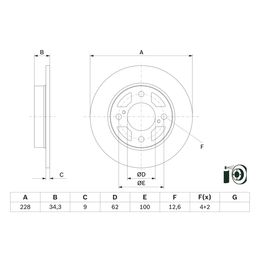 Bosch Bremsscheibe 0986479f38 voll 228mm 9mm f&uuml;r Suzuki
