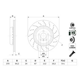 Bosch Bremsscheibe 0986479g13 bel&uuml;ftet 370mm 24mm f&uuml;r BMW