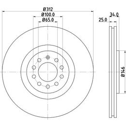 Hella Bremsscheibe 8dd355127441 312mm 25mm f&uuml;r VW