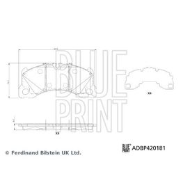 Blue Print Bremsbelagsatz, Scheibenbremse adbp420181 Vorderachse f&uuml;r Porsche
