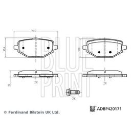 Blue Print Bremsbelagsatz, Scheibenbremse adbp420171 Hinterachse f&uuml;r MITSUBISHI RENAULT