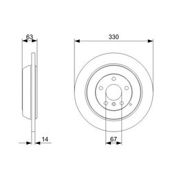 Bosch Bremsscheibe 0986479330 Voll 330mm 14mm f&uuml;r MERCEDES-BENZ