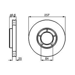 Bosch Bremsscheibe 0986478397 bel&uuml;ftet 257mm 25mm f&uuml;r TOYOTA VW