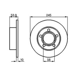 Bosch Bremsscheibe 0986478461 voll 245mm 10mm f&uuml;r VW