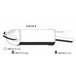 Ernst Endschalld&auml;mpfer 310239 hinten f&uuml;r Ford