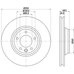 Hella Bremsscheibe 8dd355128071 350mm 34mm f&uuml;r VW Porsche