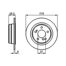 Bosch Bremsscheibe 0986478565 voll 278mm 9mm f&uuml;r Mercedes