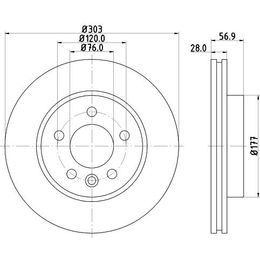 Hella Bremsscheibe 8dd355117151 303mm 28mm f&uuml;r VW