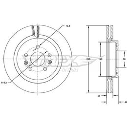 TOMEX BRAKES Bremsscheibe tx7299 Vorderachse bel&uuml;ftet 296mm 26mm f&uuml;r NISSAN RENAULT SAMSUNG