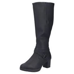 Stiefel Rieker, Damen, Gr. 42, Varioschaft, schwarz, Lederimitat, unifarben, Schuhe Stiefel, Langschaftstiefel, Blockabsatz,mit Rei&szlig;verschluss hinten-schmale Form